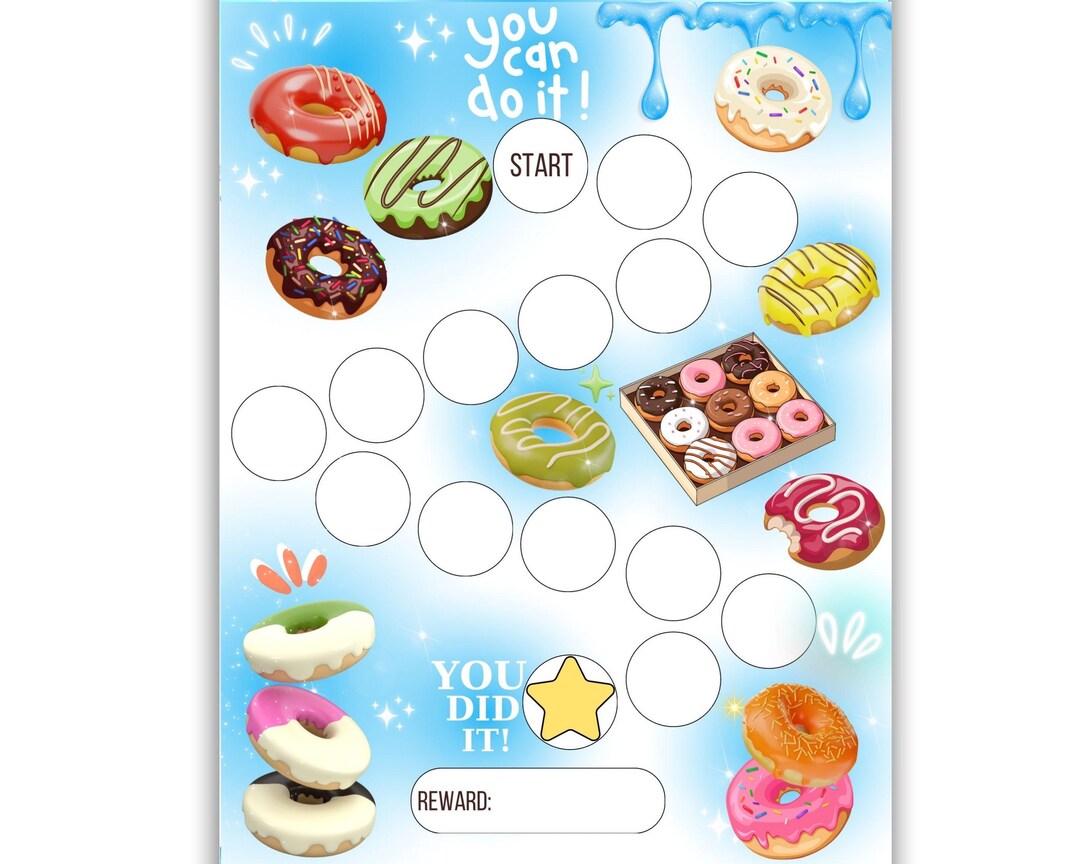 Donut Reward Chart for Kids | Printable Behavior - Sticker - Chore ...