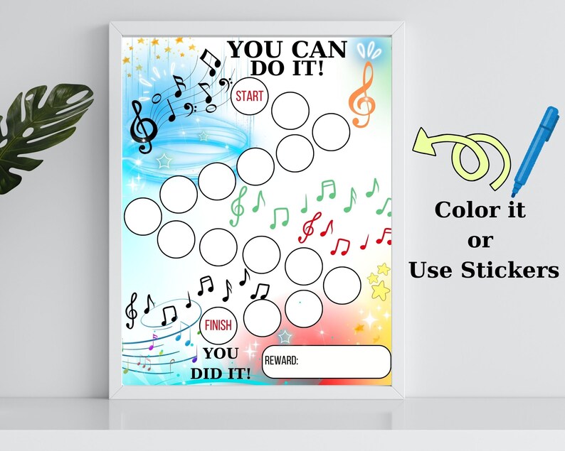 Printable Music Reward Chart - Music Practice Chart - Kids Music Reward ...