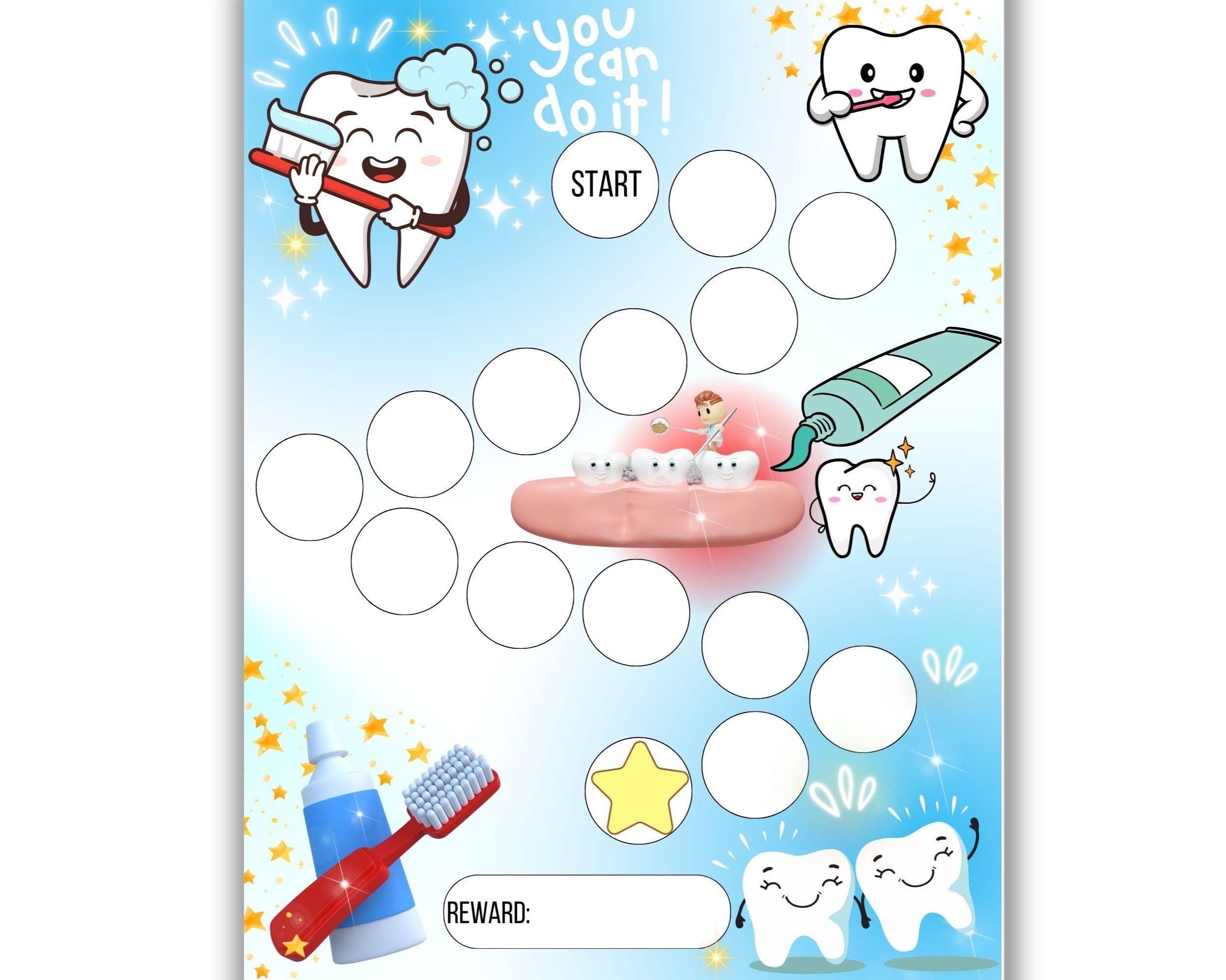 Teeth Brushing Reward Chart - Tooth Brushing Reward Chart - Sticker ...