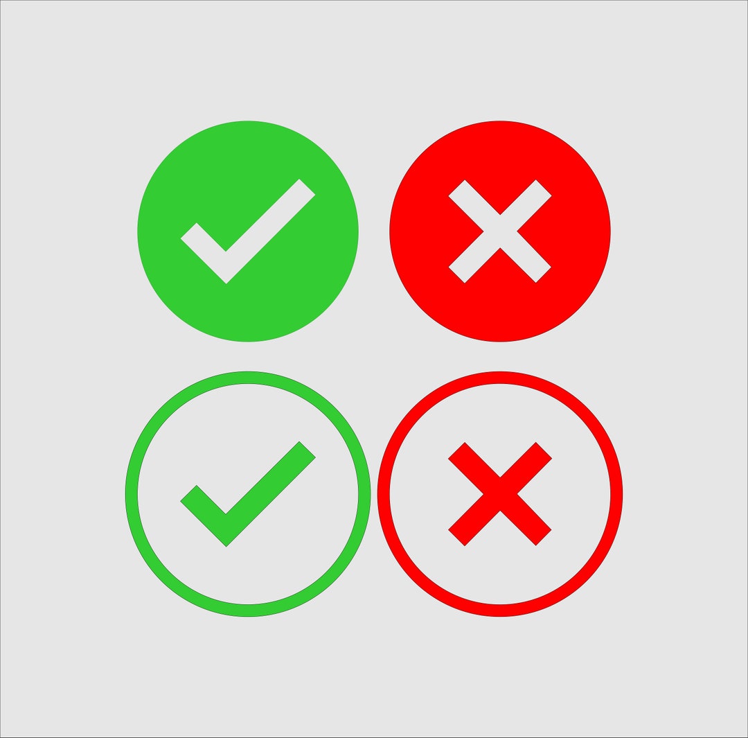 Yes or No Check Mark Cross Symbol Design - Etsy