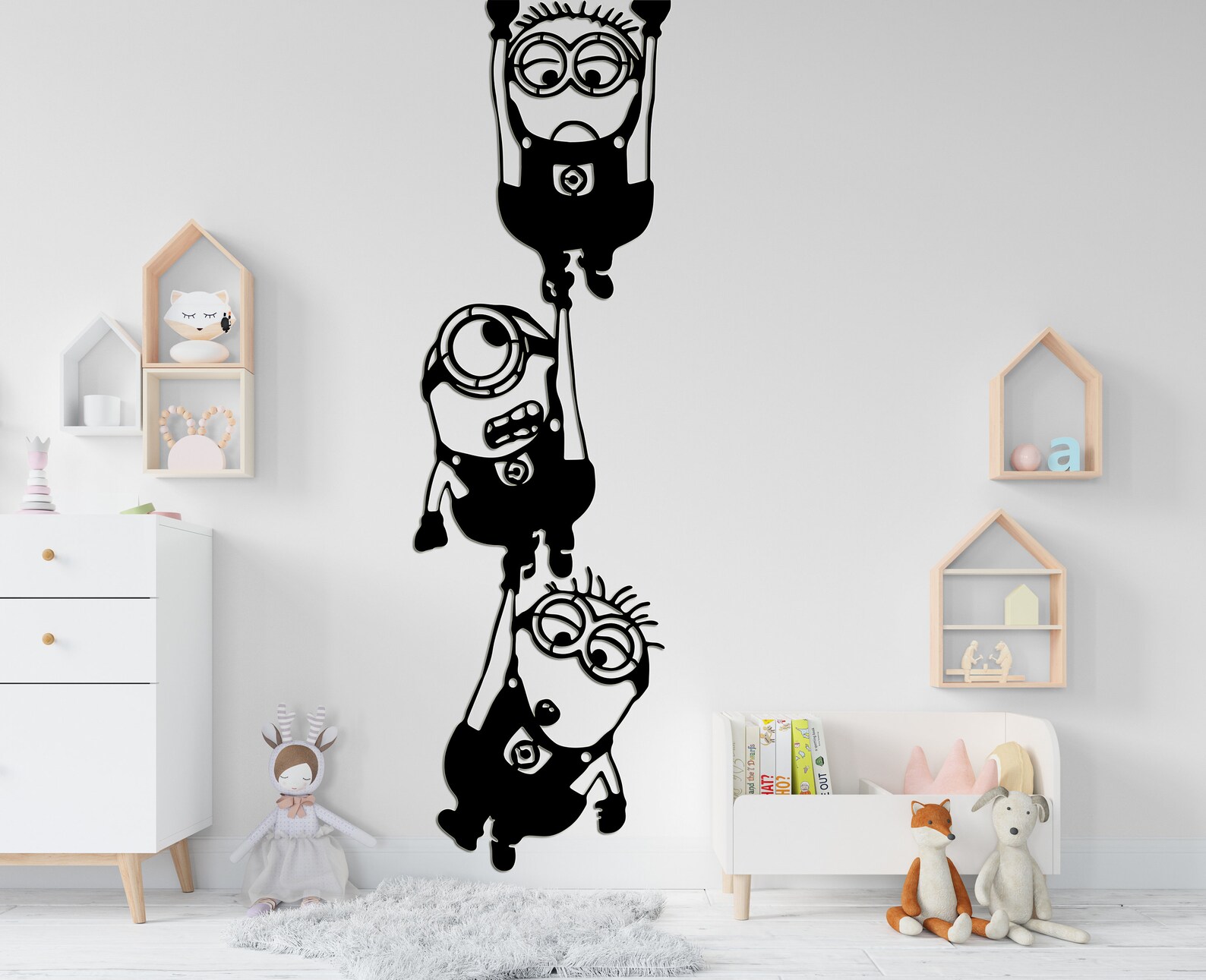 Minions Vector 3D Silhouette Decoration Wall - Lightburn, Lasergrbl ...