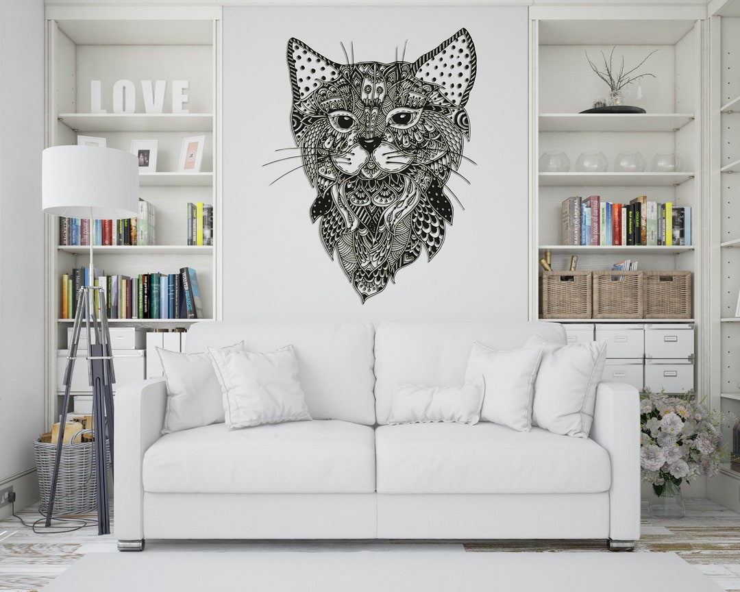 Zentangle Cat SVG File, Mandala Cat Cut File, Cat Cricut SVG, Mandala ...