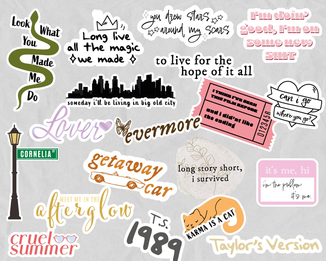 Taylor Swift Sticker Pack, Evermore, 1989, Sticker Pack, Taylor's ...