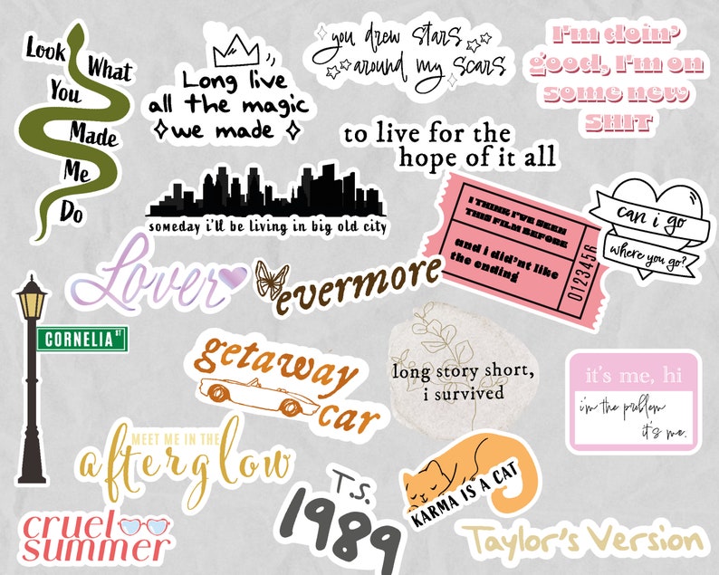 Taylor Swift Sticker Pack, Evermore, 1989, Sticker Pack, Taylor's ...