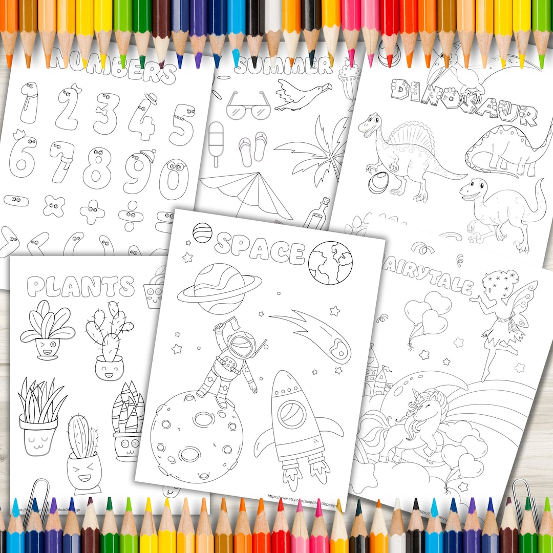 Printable Kids Coloring and Activity Pages, Instant Download, 6 X Space ...