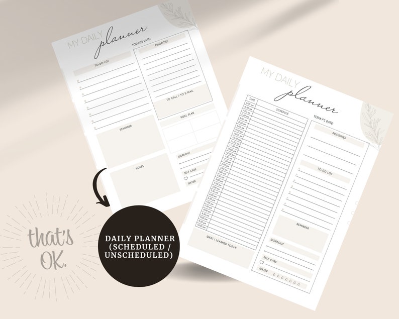 Modern Floral Minimalist Planner Bundle Daily Planner Weekly Planner ...