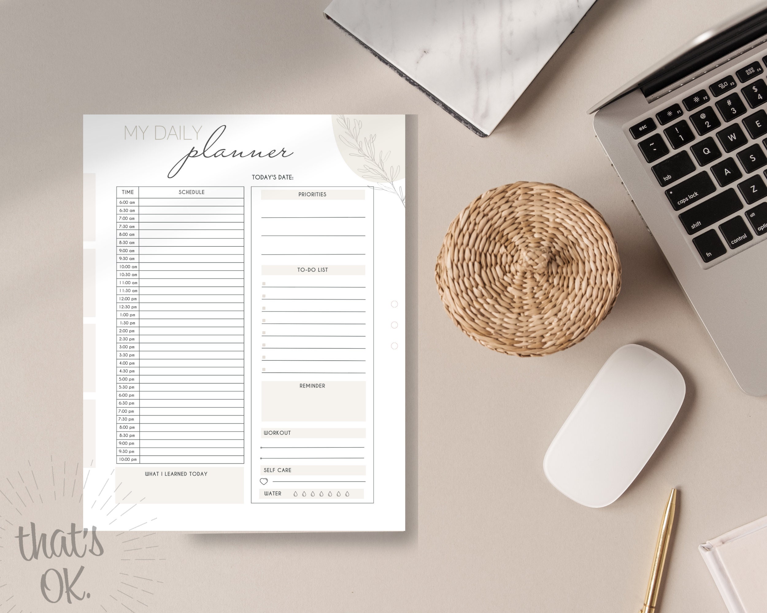 Modern Floral Minimalist Planner Bundle Daily Planner Weekly Planner ...