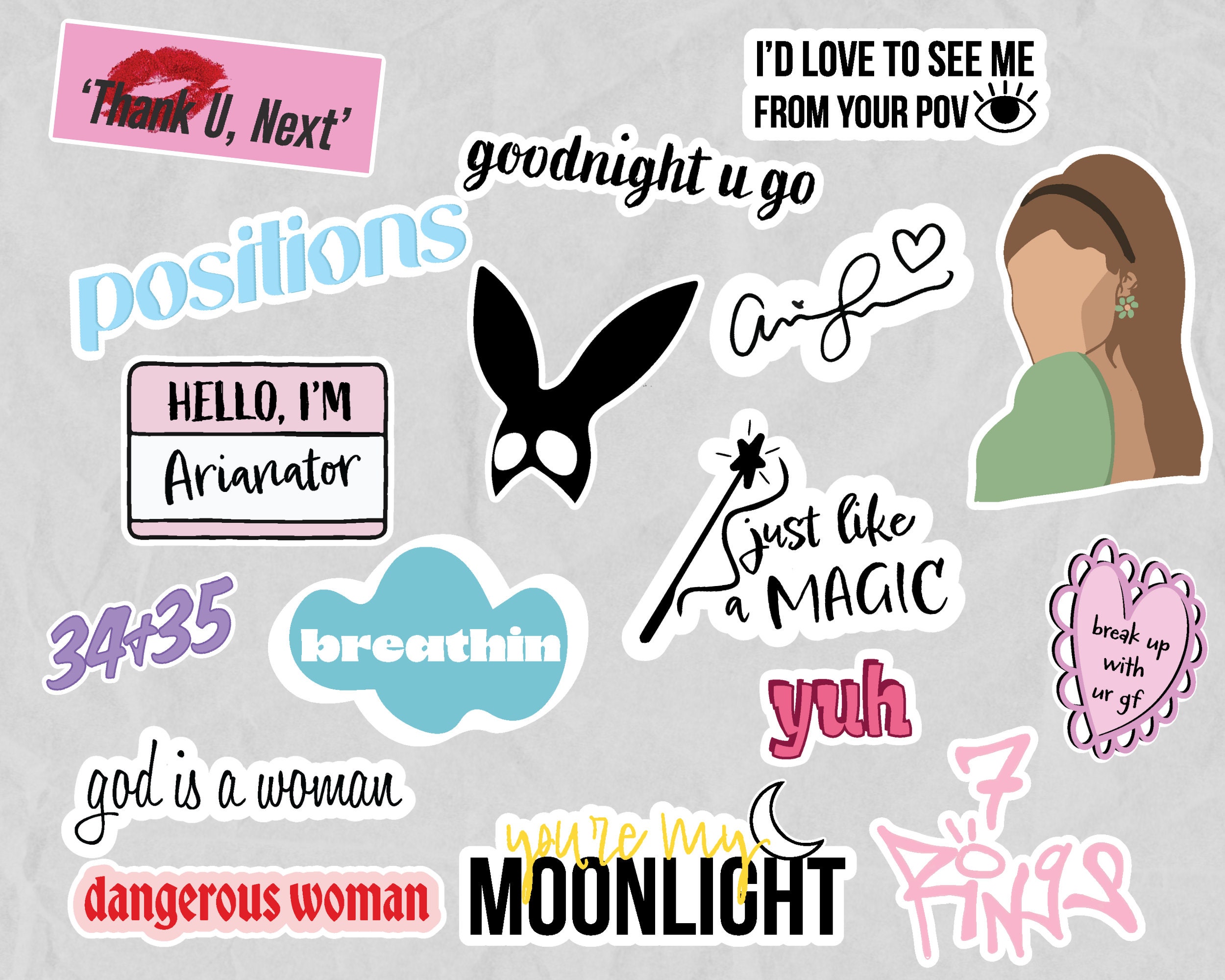Ariana Grande Sticker Pack, Arianator, Ariana Grande SVG, Positions ...