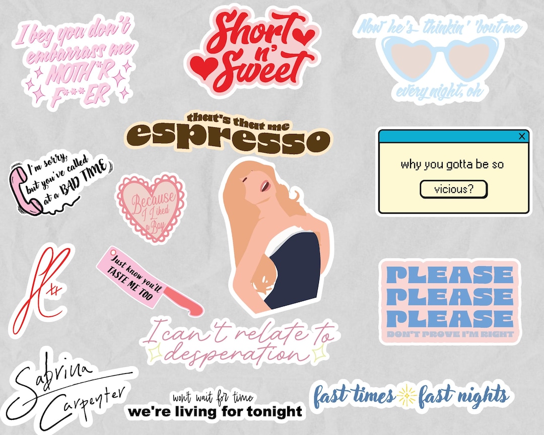 Sabrina Carpenter Sticker Pack, Sabrina Carpenter SVG, Espresso, Taste ...