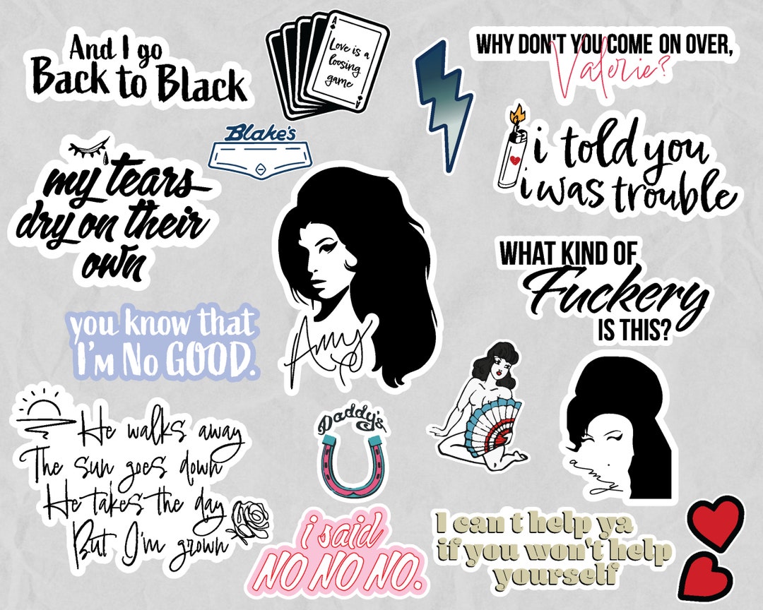 Amy Winehouse Inspired Sticker, Amy Winehouse Lyrics, Rehab, Back to ...