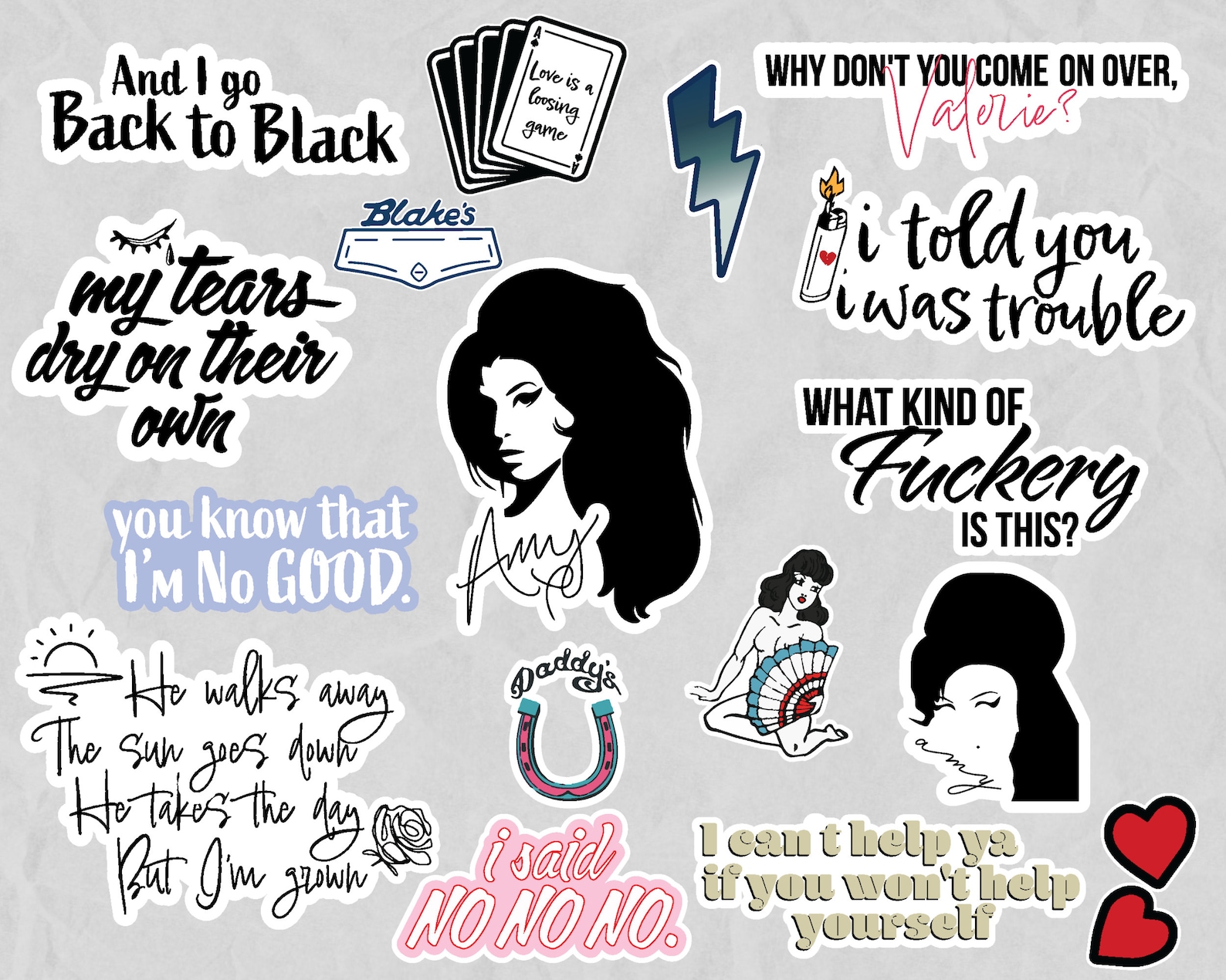 Amy Winehouse Inspired Sticker, Amy Winehouse Lyrics, Rehab, Back to ...