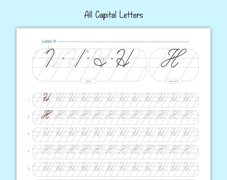 CURSIVE HANDWRITING WORKSHEETS - Etsy