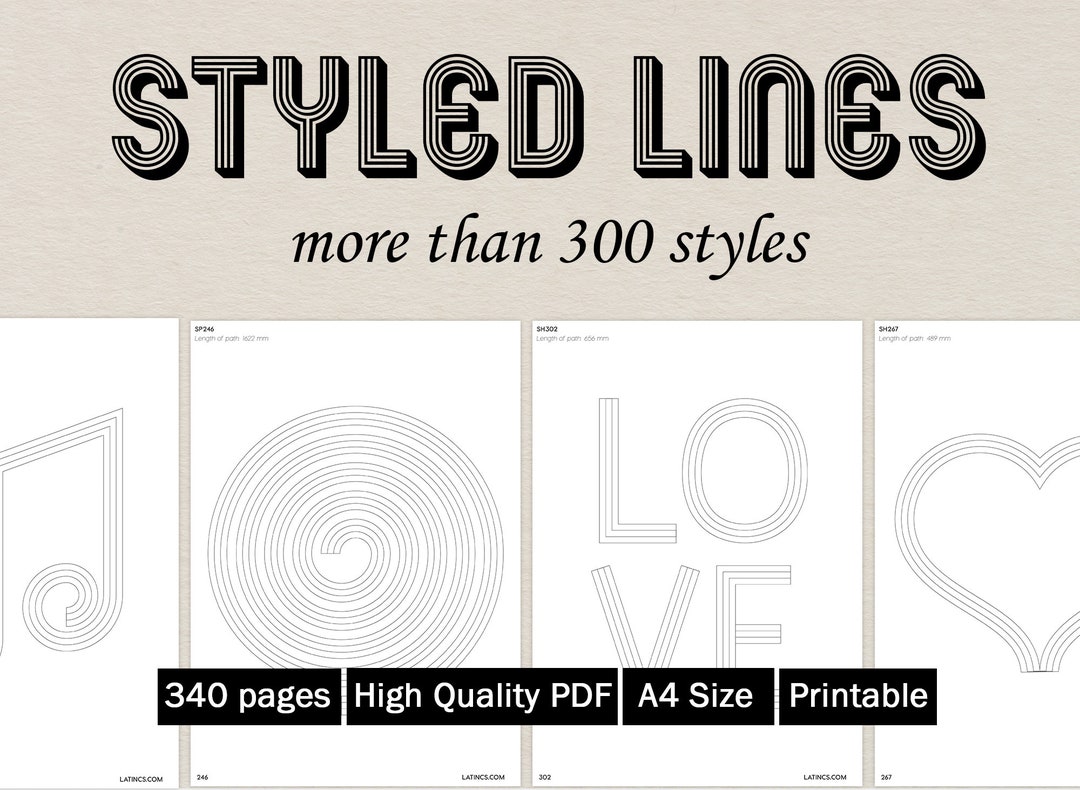 300 STYLED LINES for Lettering in Different Layouts - Etsy