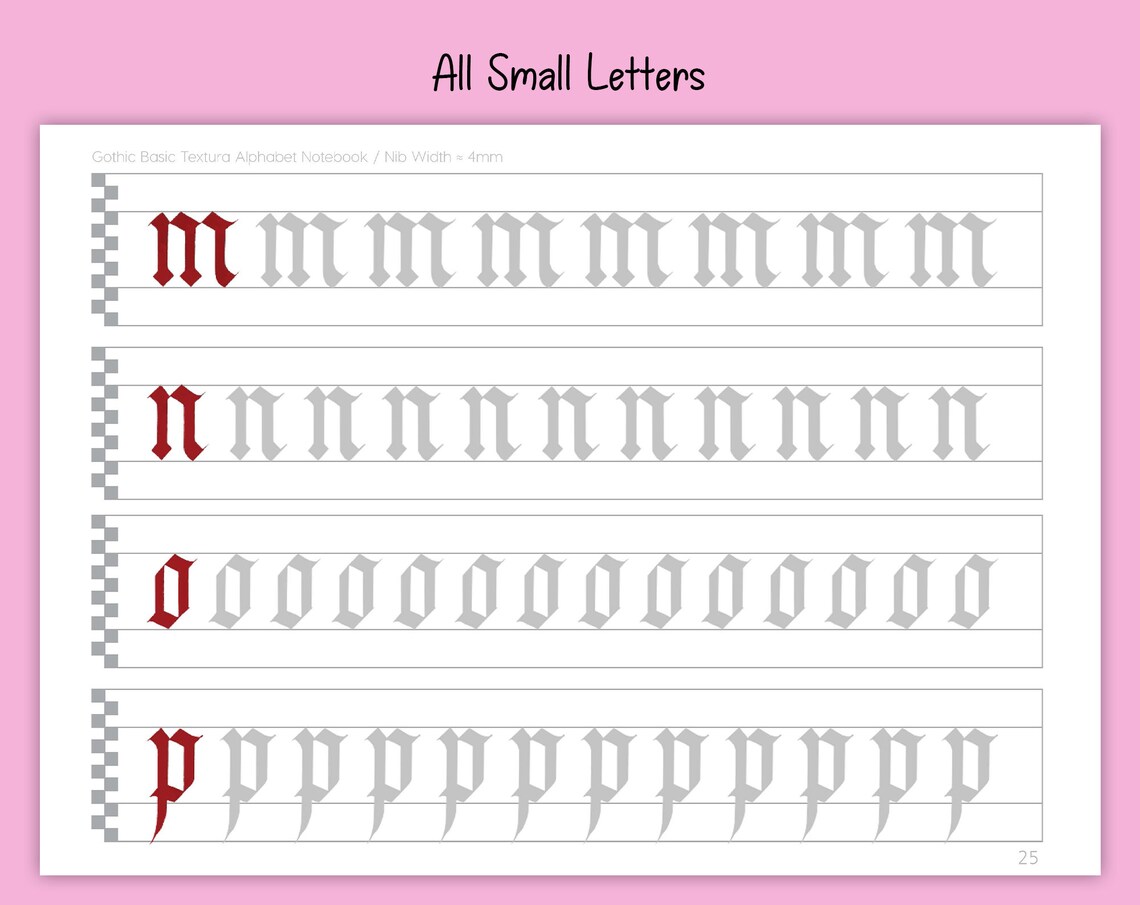 GOTHIC TEXTURA Worksheets - Etsy