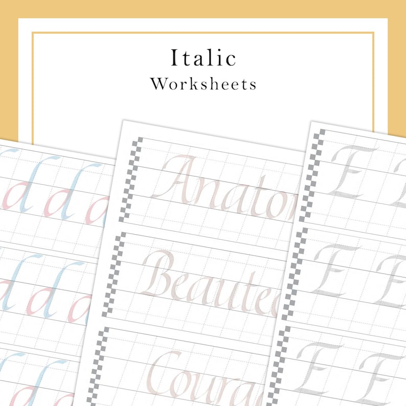 Italic Worksheets - Etsy