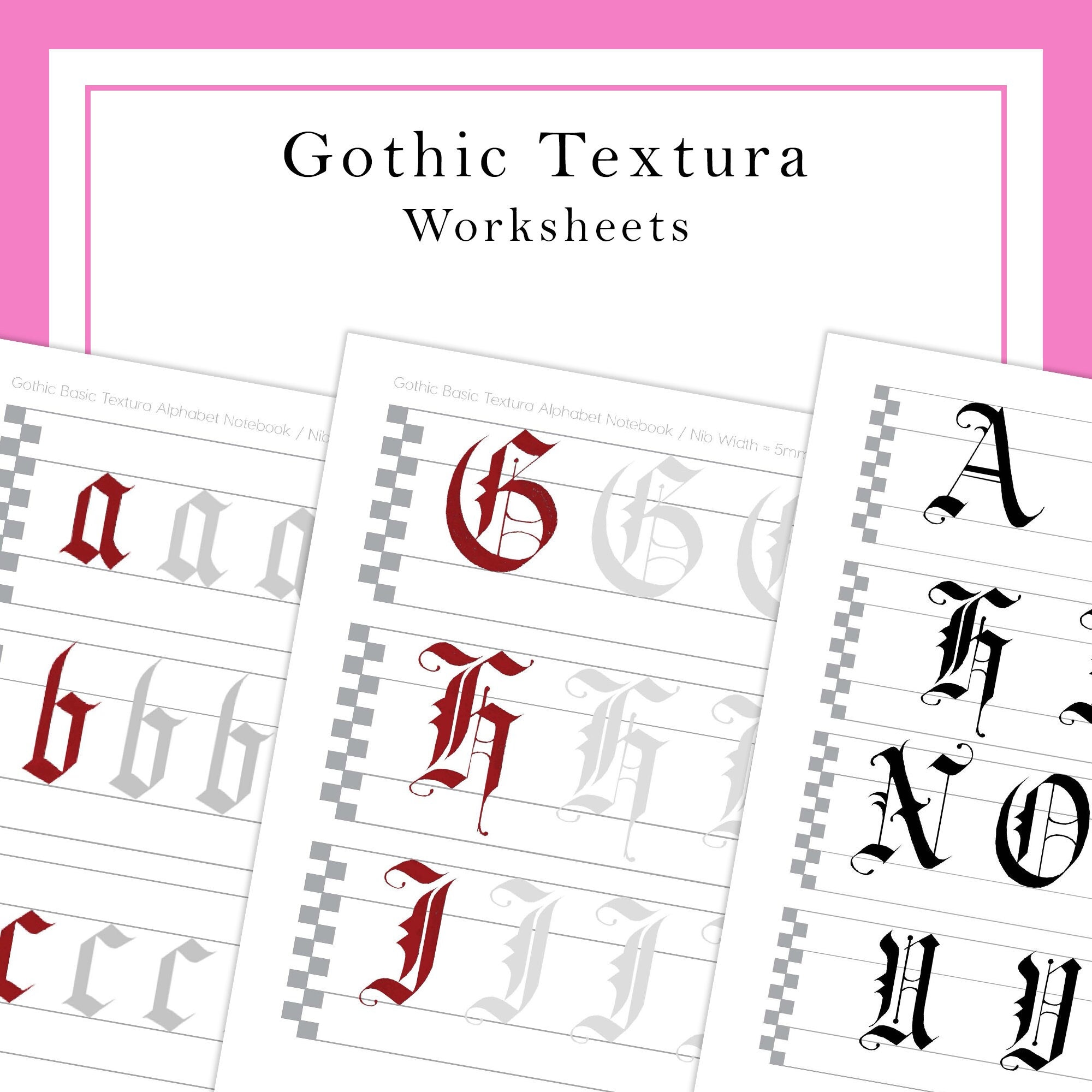 GOTHIC TEXTURA Worksheets - Etsy
