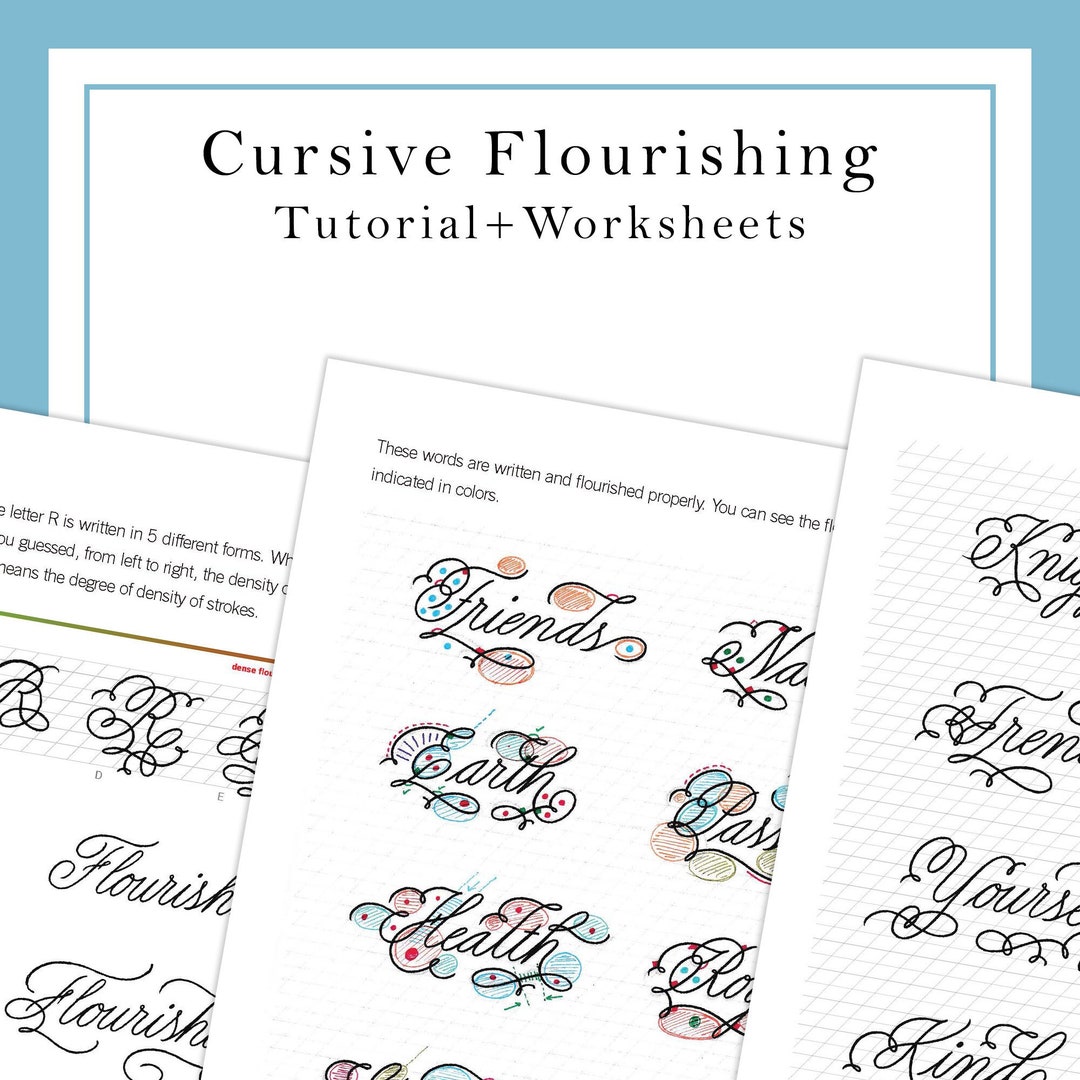 HANDWRITING FLOURISHING Tutorial Notebook - Etsy