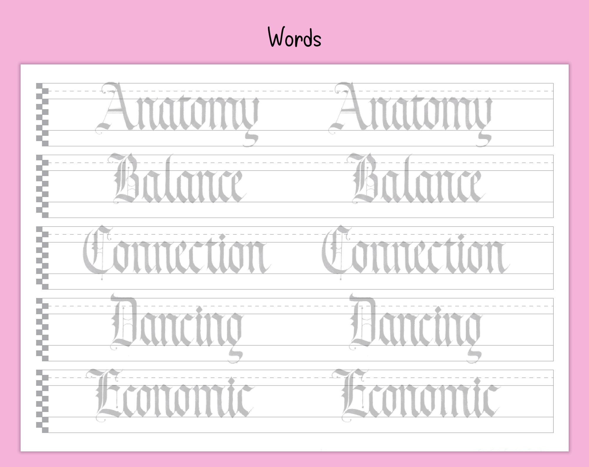 GOTHIC TEXTURA Worksheets - Etsy
