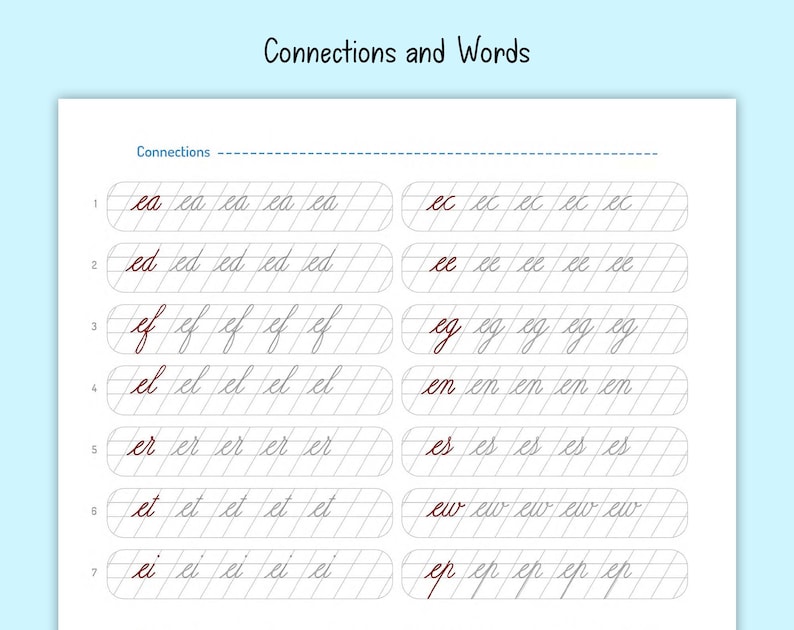 CURSIVE HANDWRITING WORKSHEETS - Etsy