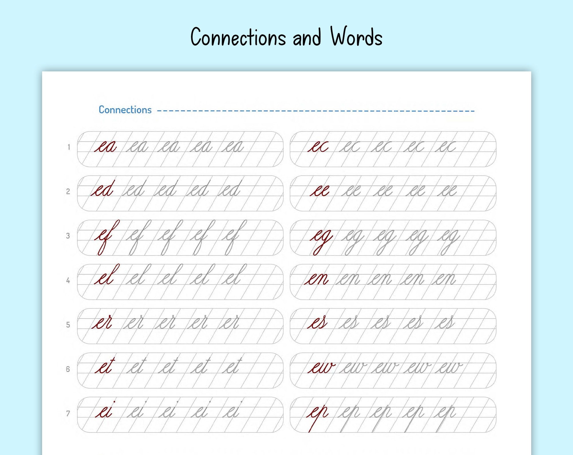 CURSIVE HANDWRITING WORKSHEETS - Etsy