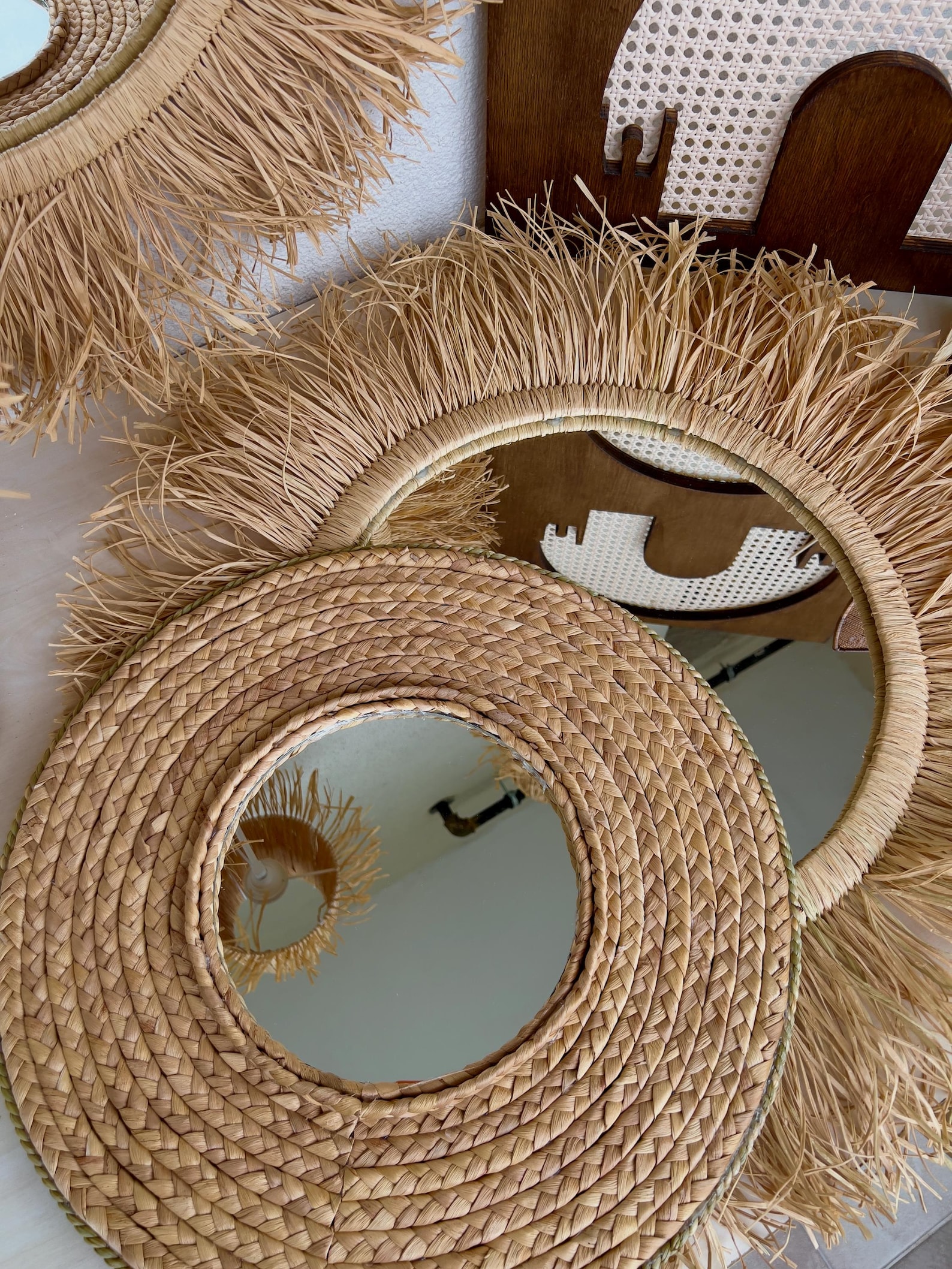 Water Hyacinth Mirror L Banana Fiber Round Mirror I Sunburst Mirror I ...