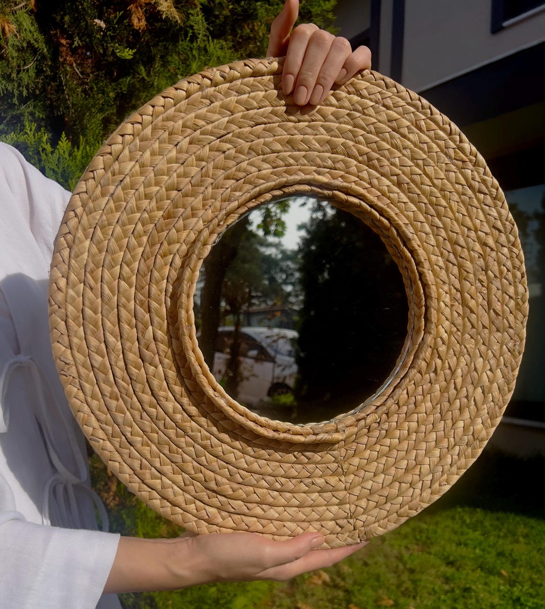 Water Hyacinth Mirror L Banana Fiber Round Mirror I Sunburst Mirror I ...