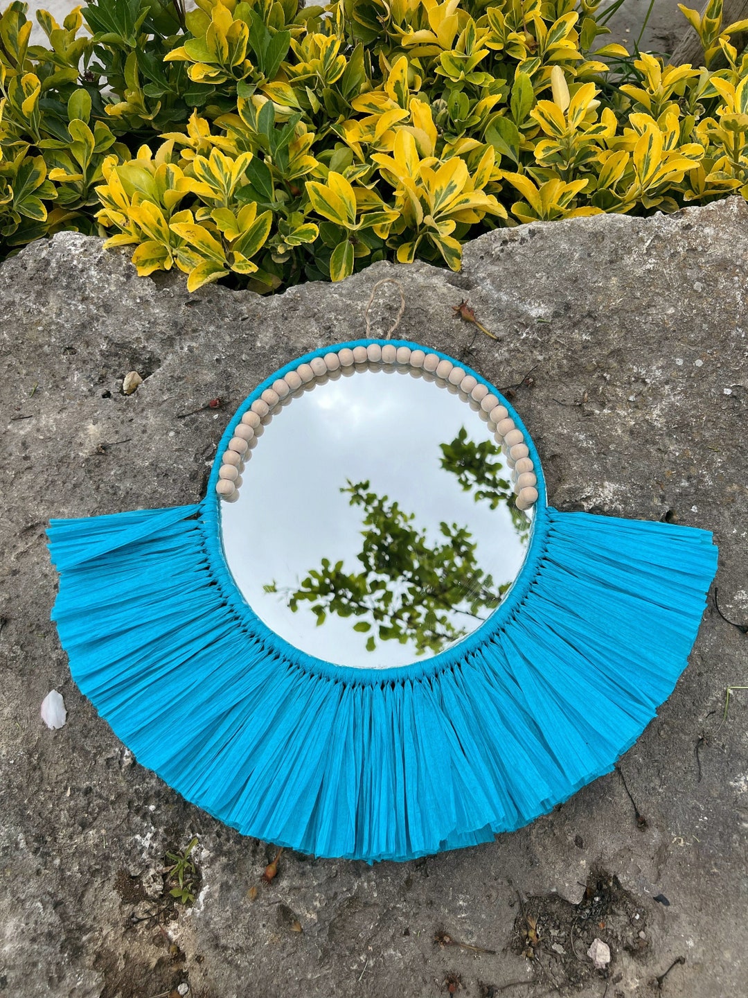 Wall Mirror Large I Blue Wall Decor I Handmade Home Decorative Wall ...
