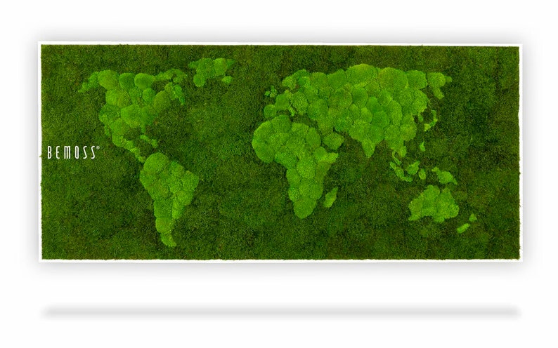 Moss Picture World Map Flatmoss&bolmoss 70x32 Inch - BEMOSS - Etsy