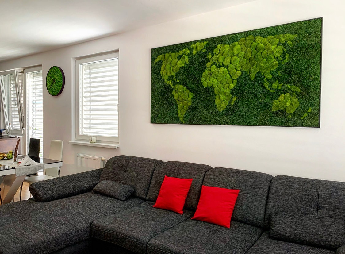 Moss Picture World Map Flatmoss&bolmoss 70x32 Inch - BEMOSS - Etsy