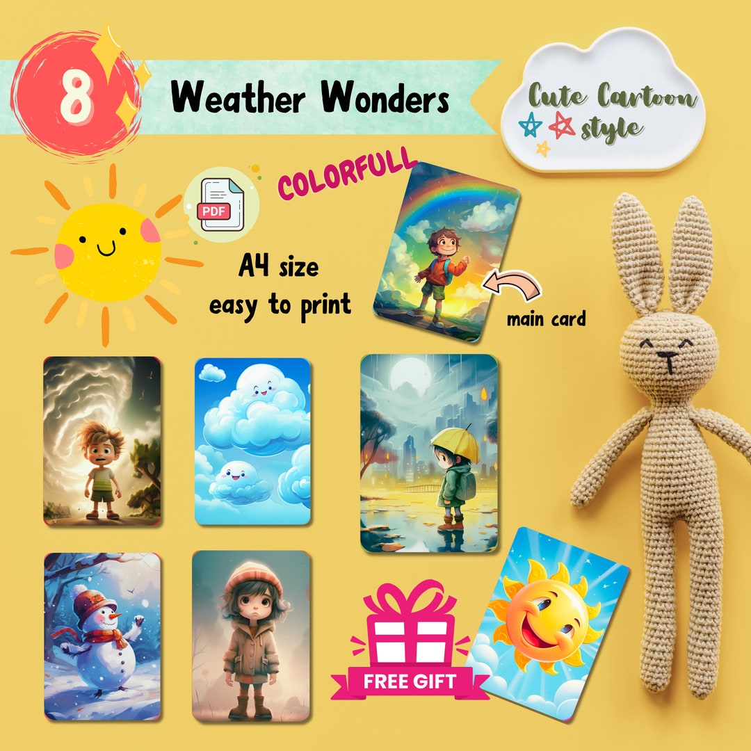 Flash Card Weather Wonders for Kids, Pre-school Cards, Educational ...