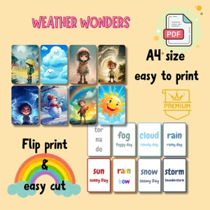 Flash Card Weather Wonders for Kids, Pre-school Cards, Educational ...