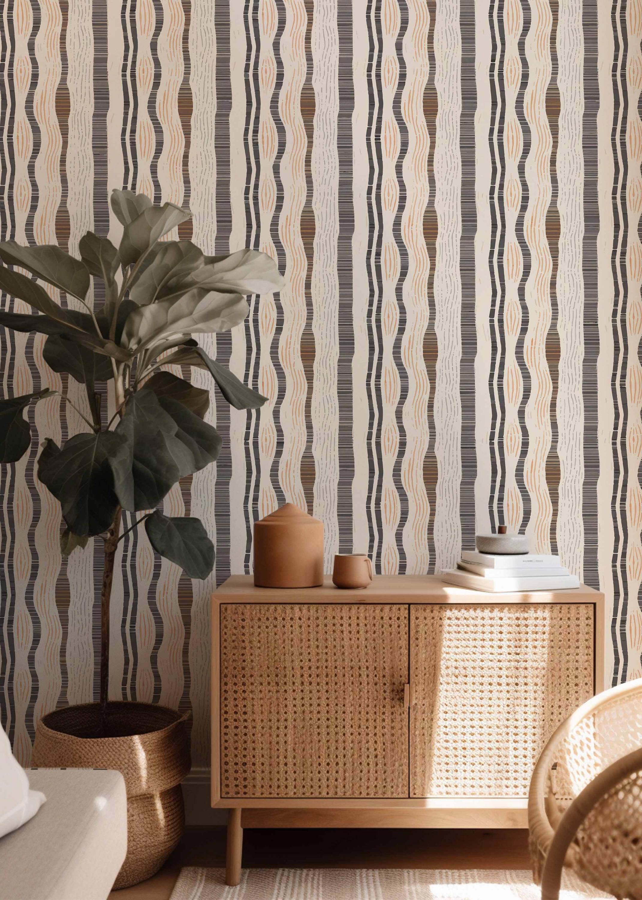 Neutral Black and White Geometric Wallpaper – Modern Minimalist Wall ...