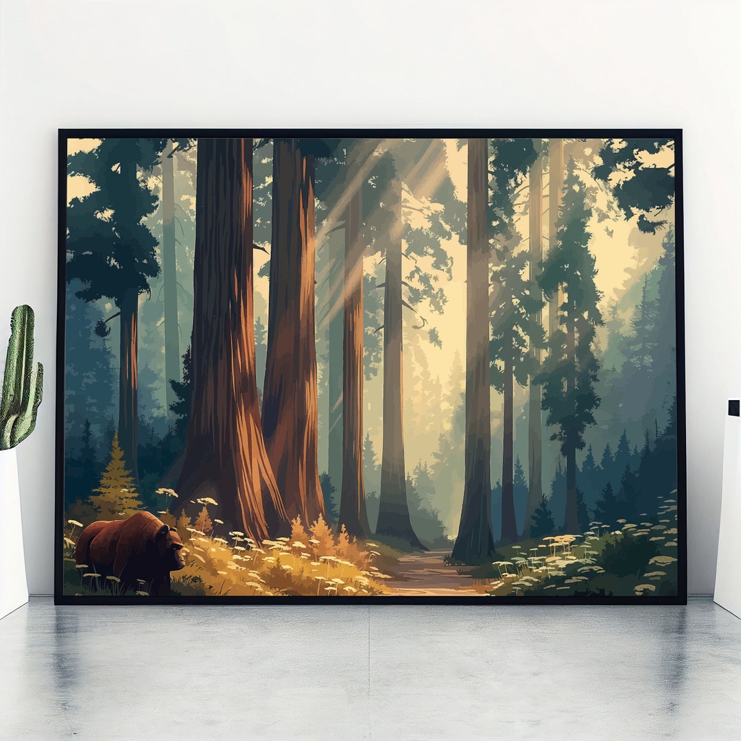 Sequoia Traditional Travel Print National Park, Sequoia Print, Sequoia ...