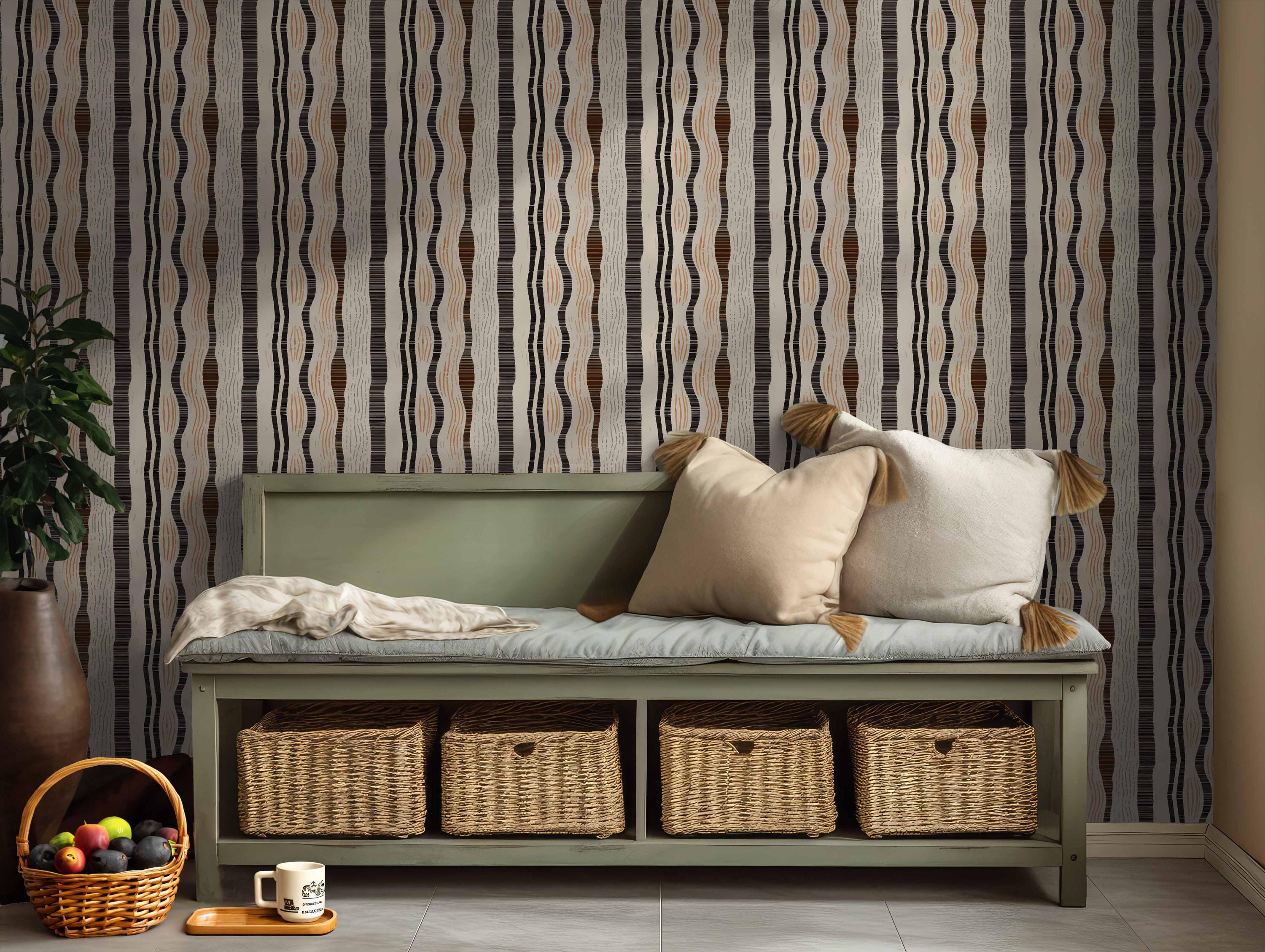 Neutral Black and White Geometric Wallpaper – Modern Minimalist Wall ...