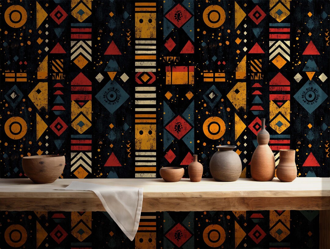African Pattern Wallpaper, Ethnic Wallpaper, Boho African Wallpaper ...