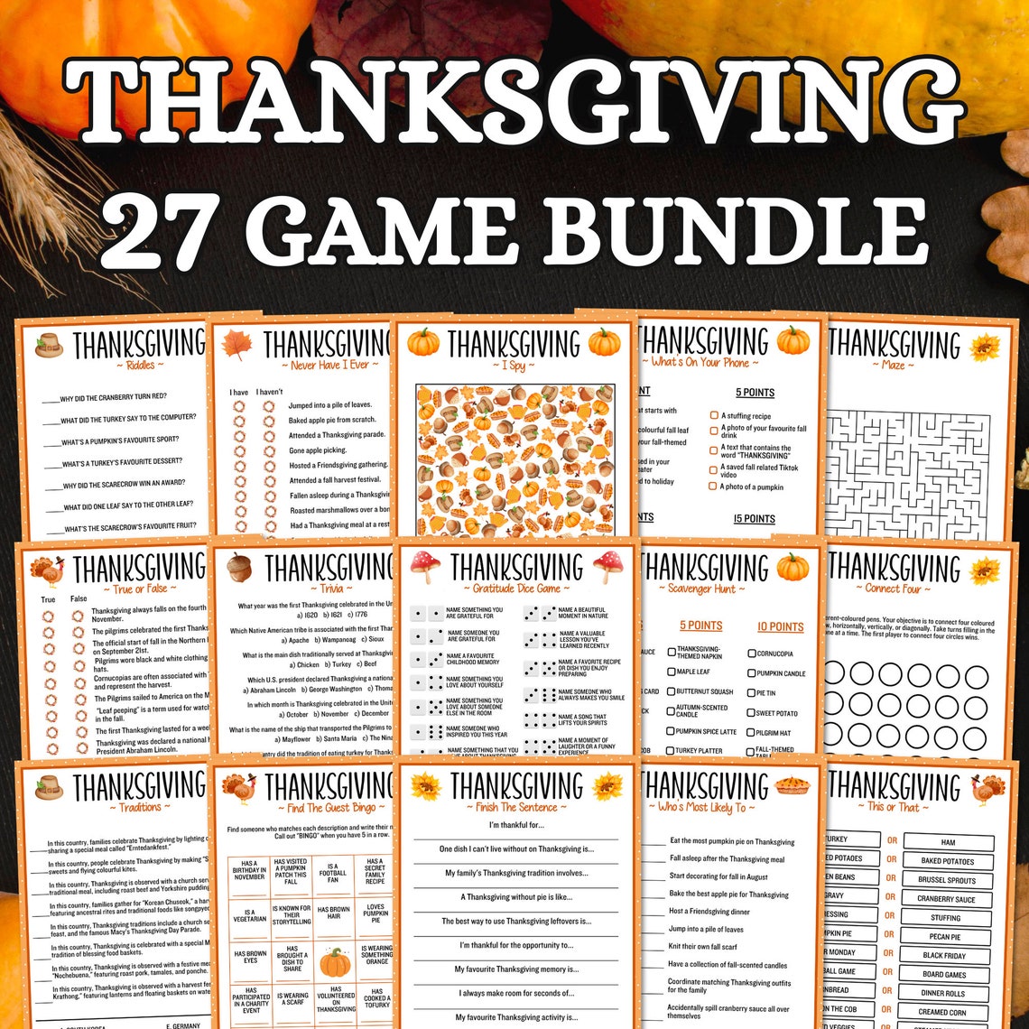 Thanksgiving Games , Thanksgiving Game Bundle , Thanksgiving Games ...