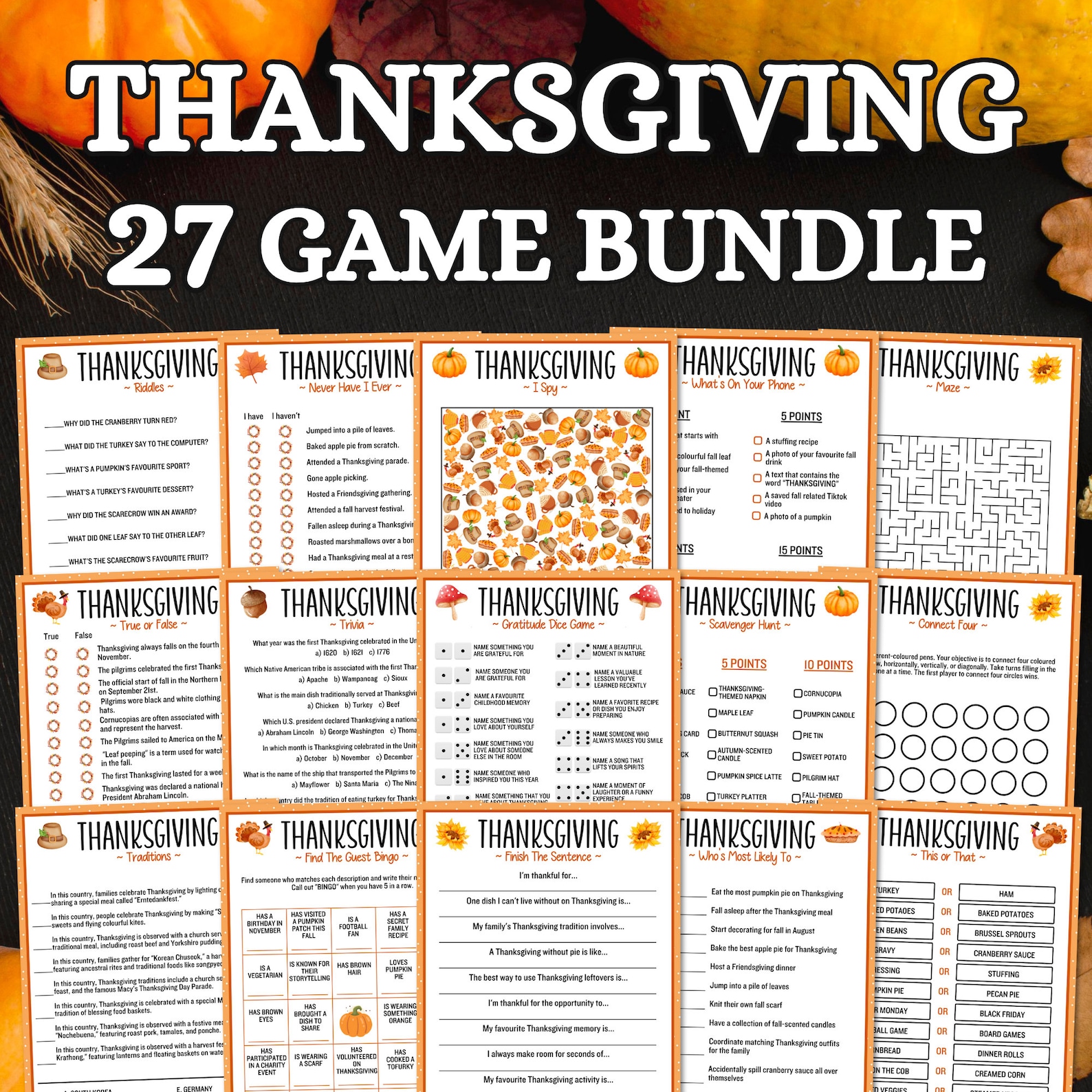 Thanksgiving Games , Thanksgiving Game Bundle , Thanksgiving Games ...