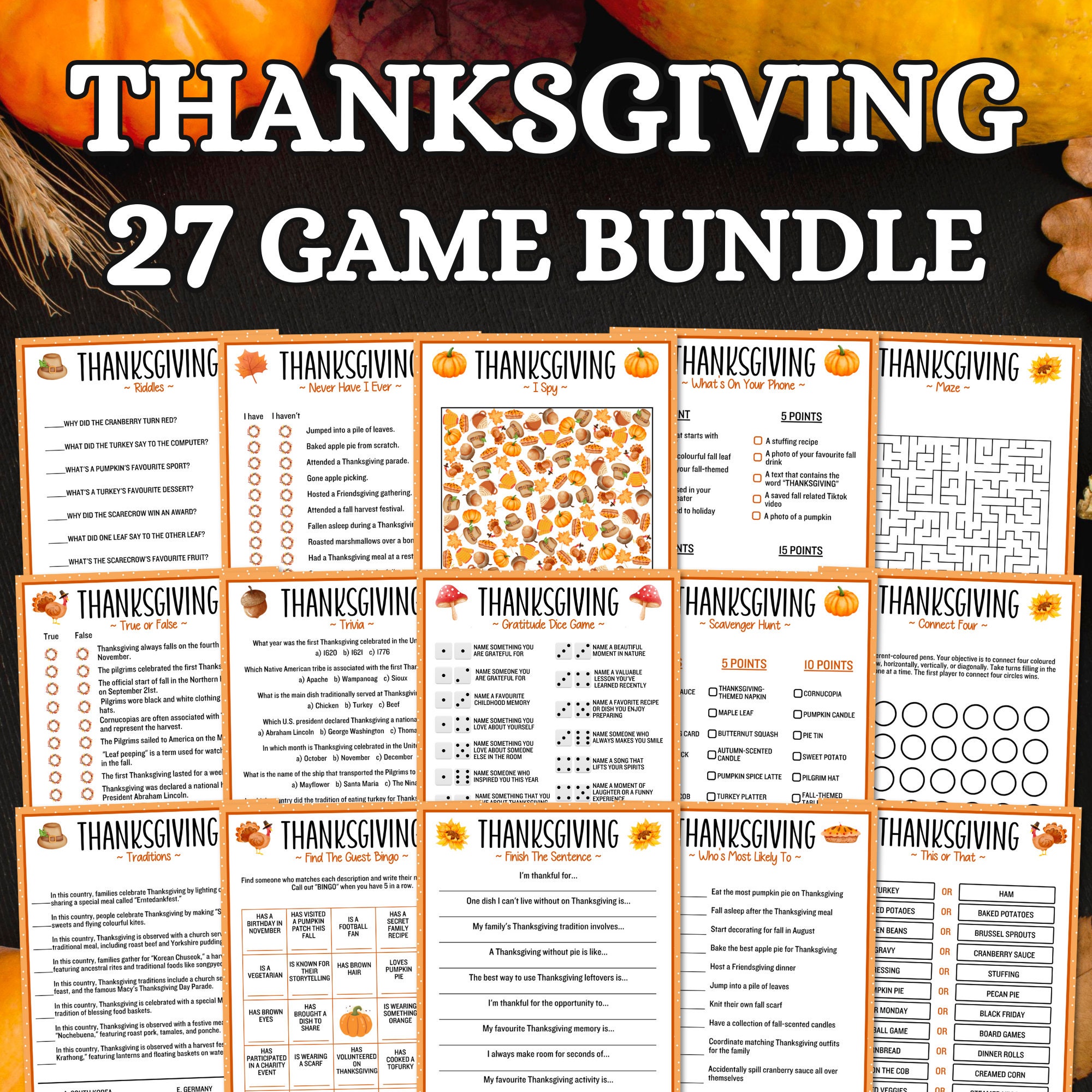 Thanksgiving Games , Thanksgiving Game Bundle , Thanksgiving Games ...