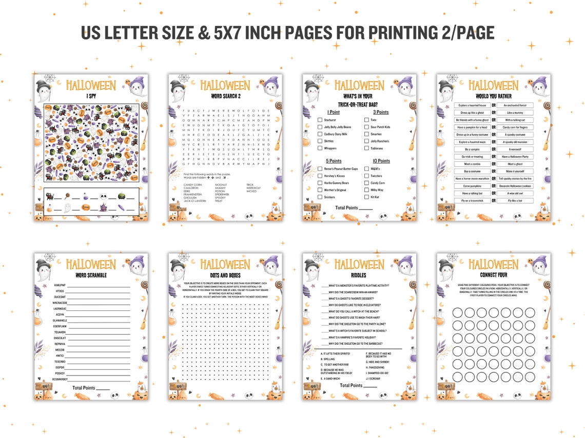 Halloween Game Bundle Printable Halloween Games Halloween - Etsy