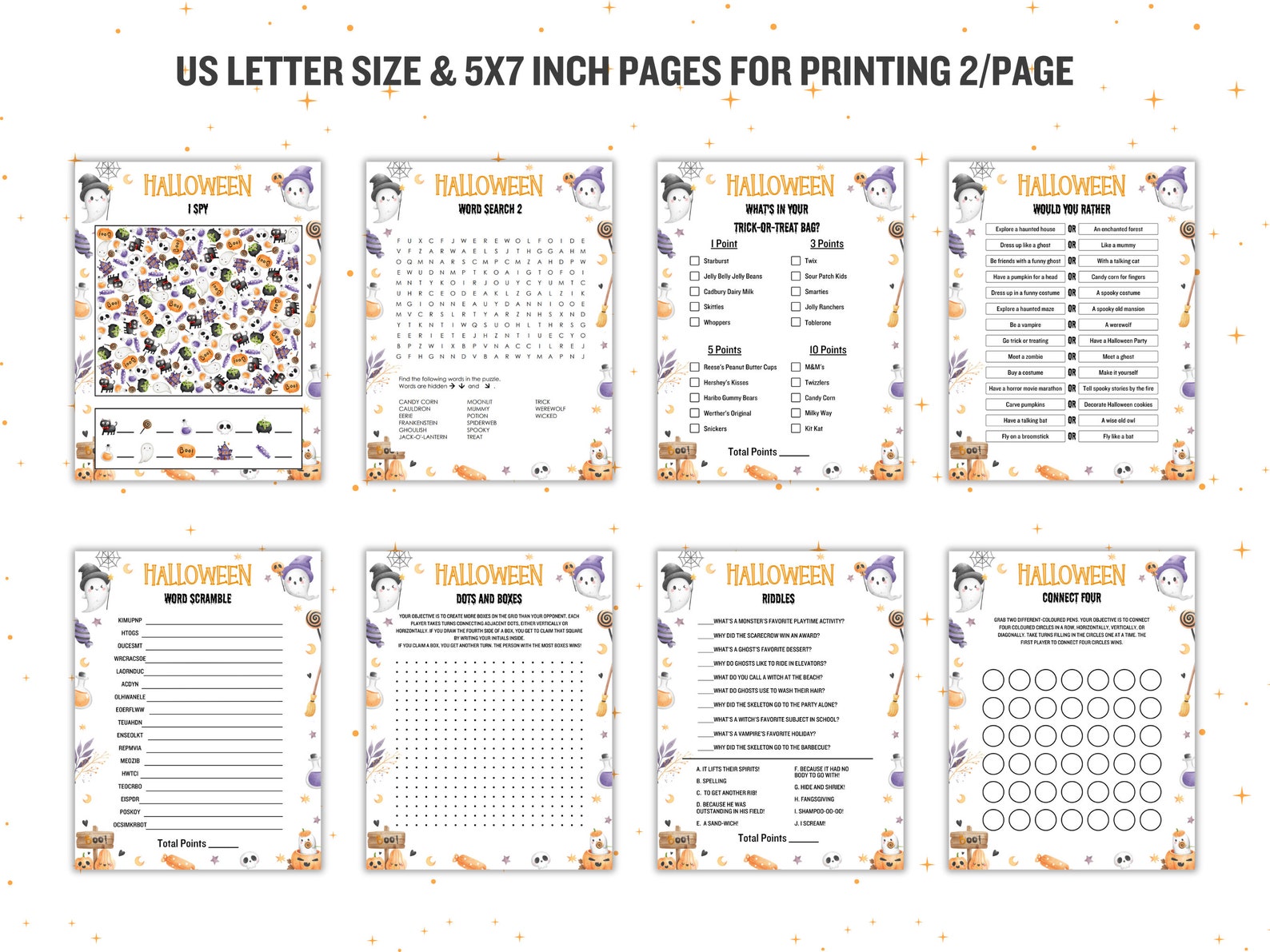 Halloween Game Bundle Printable Halloween Games Halloween - Etsy