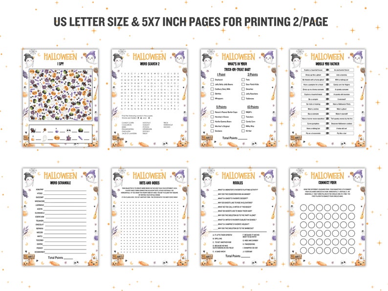 Halloween Game Bundle Printable Halloween Games Halloween - Etsy