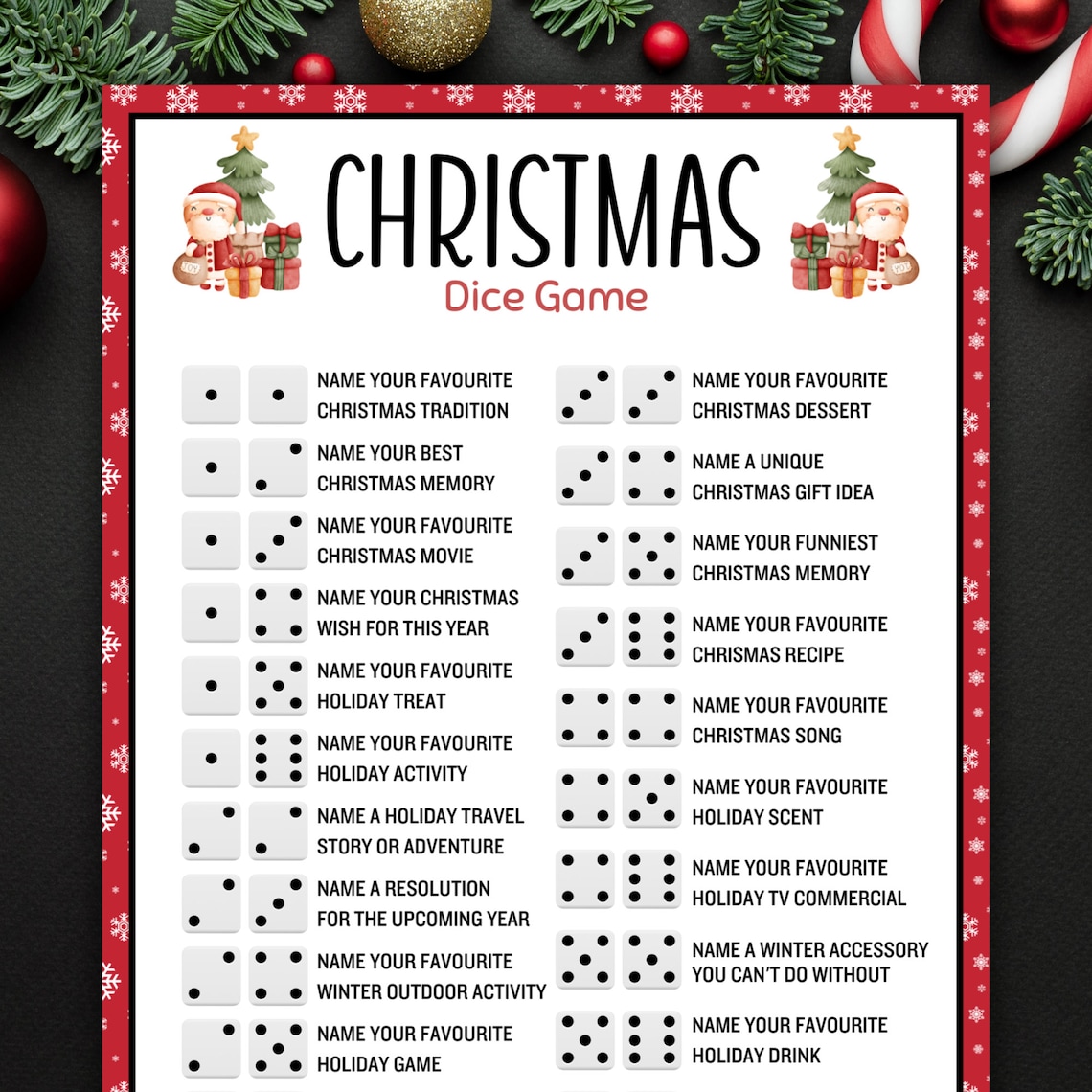 Christmas Dice Game, Printable Christmas Games, Christmas Party Games ...