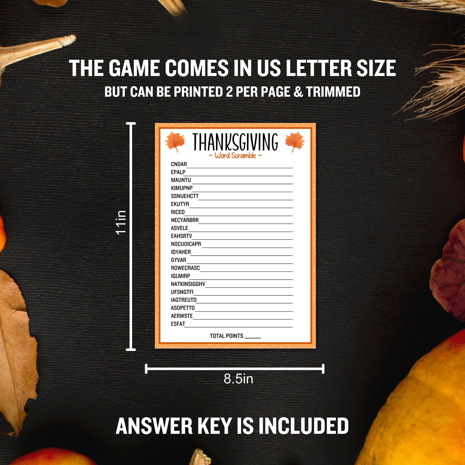 Thanksgiving Word Scramble, Printable Thanksgiving Games and Activities ...