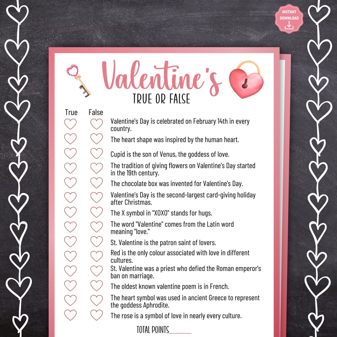 Valentine's True or False, Printable Valentine's Day Games, Valentine's ...