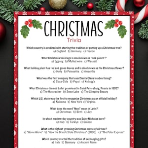 Christmas Trivia , Christmas Printable Game, Fun Christmas Quiz ...