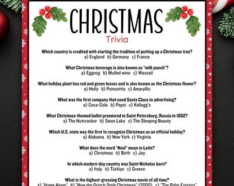 Christmas Trivia , Christmas Printable Game, Fun Christmas Quiz ...