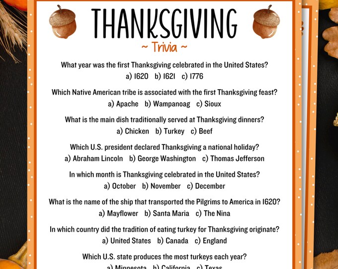 Thanksgiving Trivia, Thanksgiving Printable Games and Activities ...