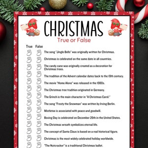 Christmas True or False, Christmas Printable Games, Christmas Party ...