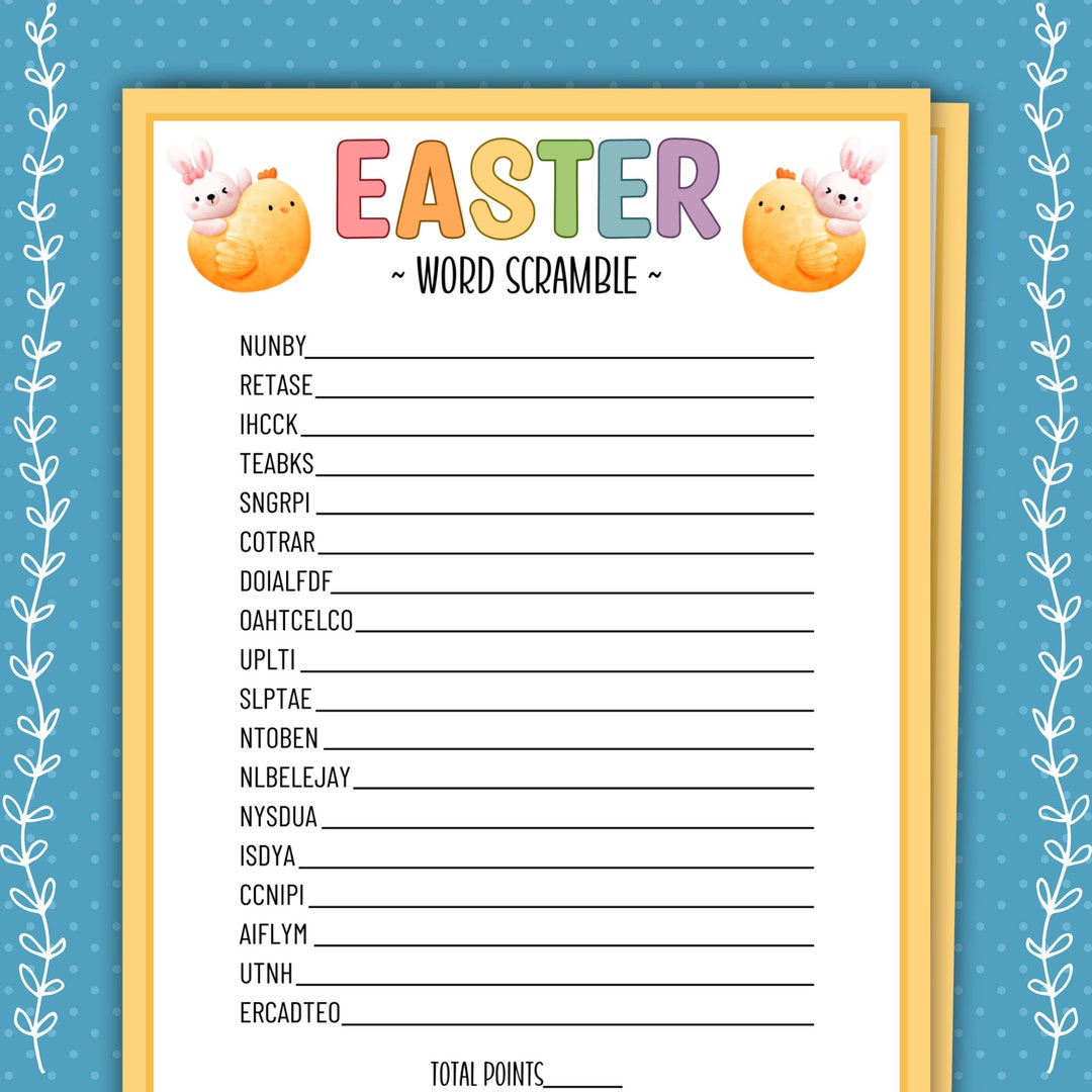 Easter Word Scramble, Easter Party Games, Easter Printable Games ...
