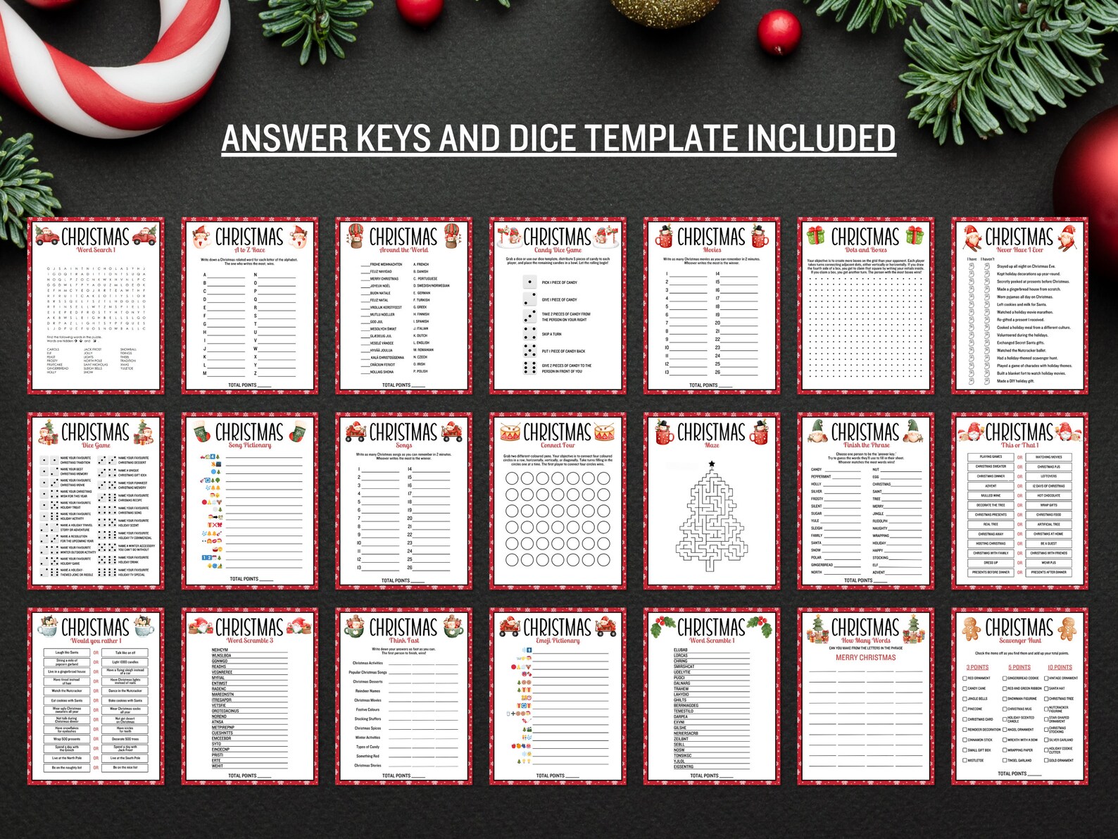 Christmas Games Printable, Christmas Games Bundle, Christmas Games ...